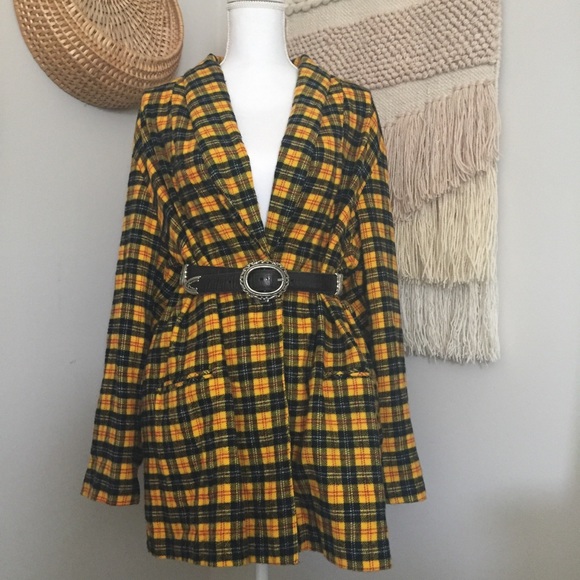 Maggie Barnes | Jackets & Coats | Clueless 9s Yellow Plaid Blazer ...
